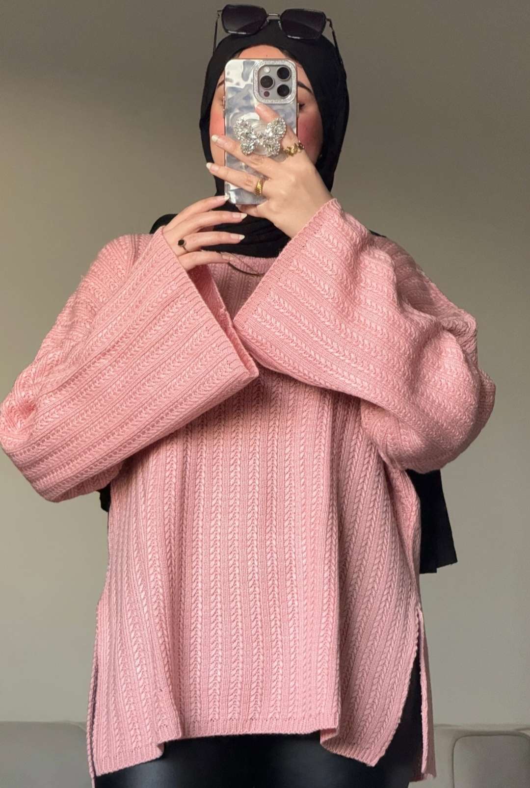 Pink Braided pullover - Pullovers